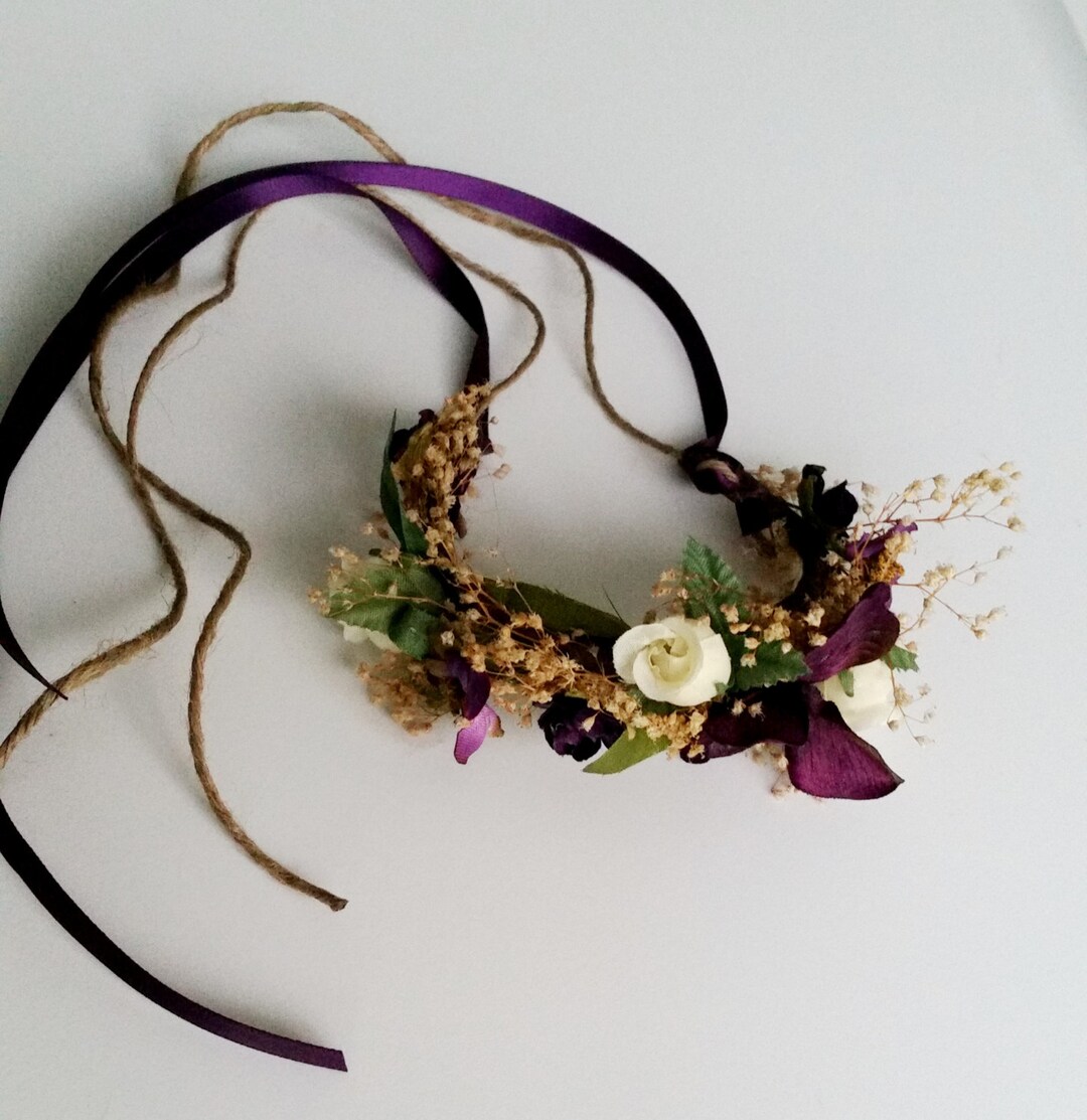 Floral Bracelet Dried Flowers Wristlet Purple Flower Girl Wedding ...