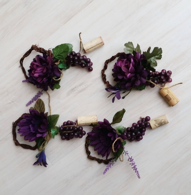 2 Vineyard Wedding Wine Bottle Centerpiece Grape Purple Set of - Etsy