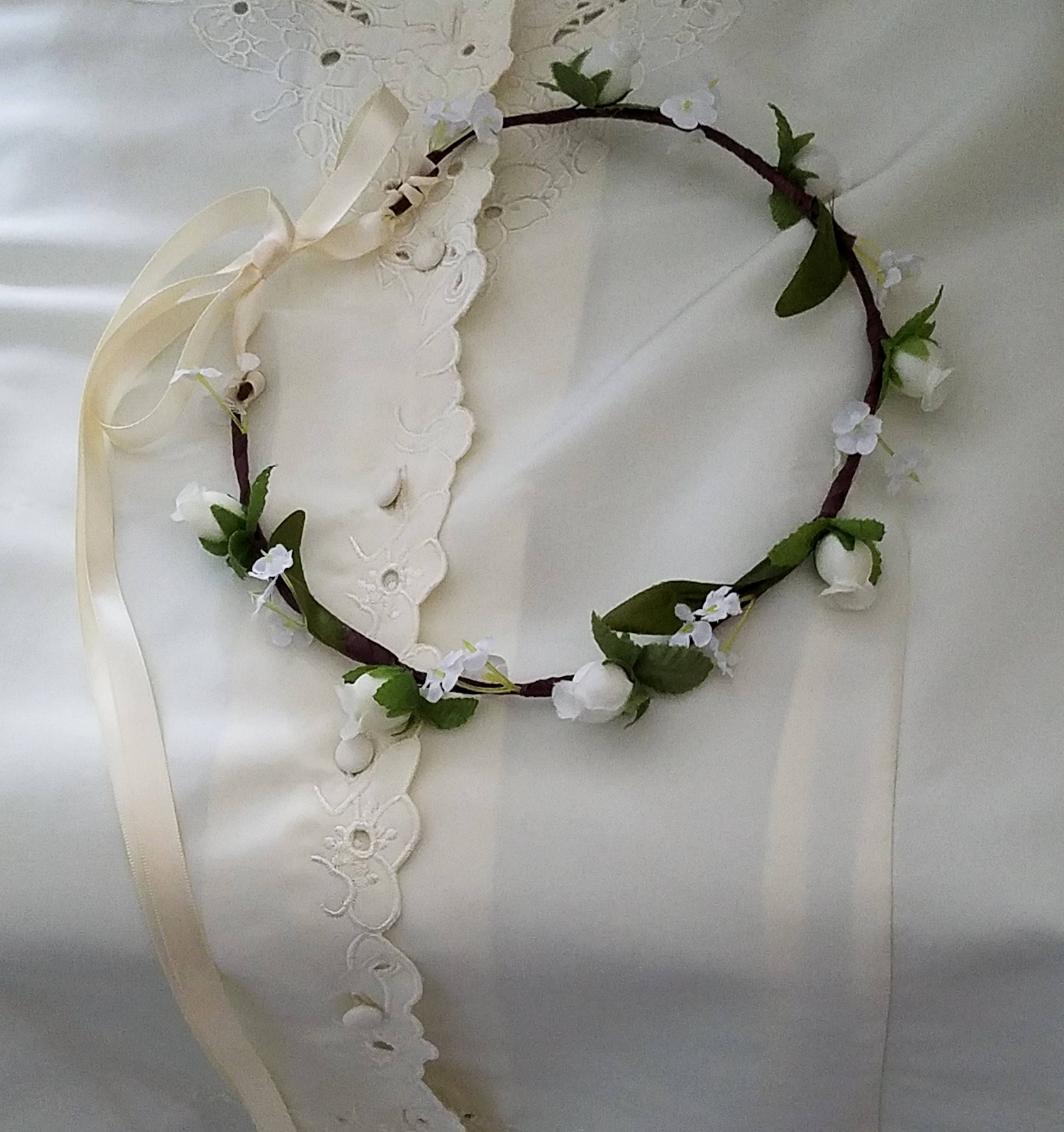 Flower Girl Halo Made IN USA floral crown winter wedding | Etsy