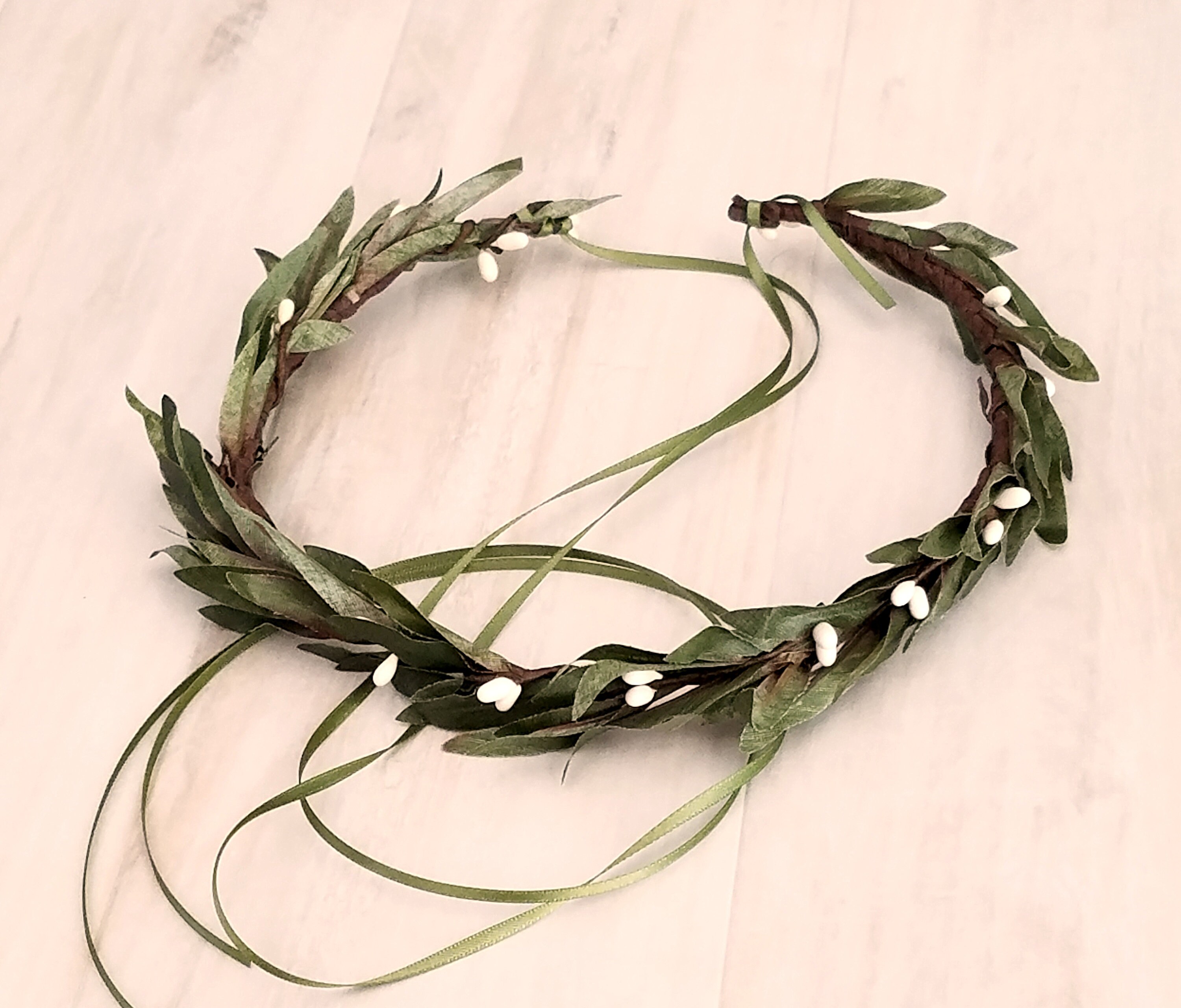 Olive Leaf headpiece girl boy flower crown winter plays | Etsy