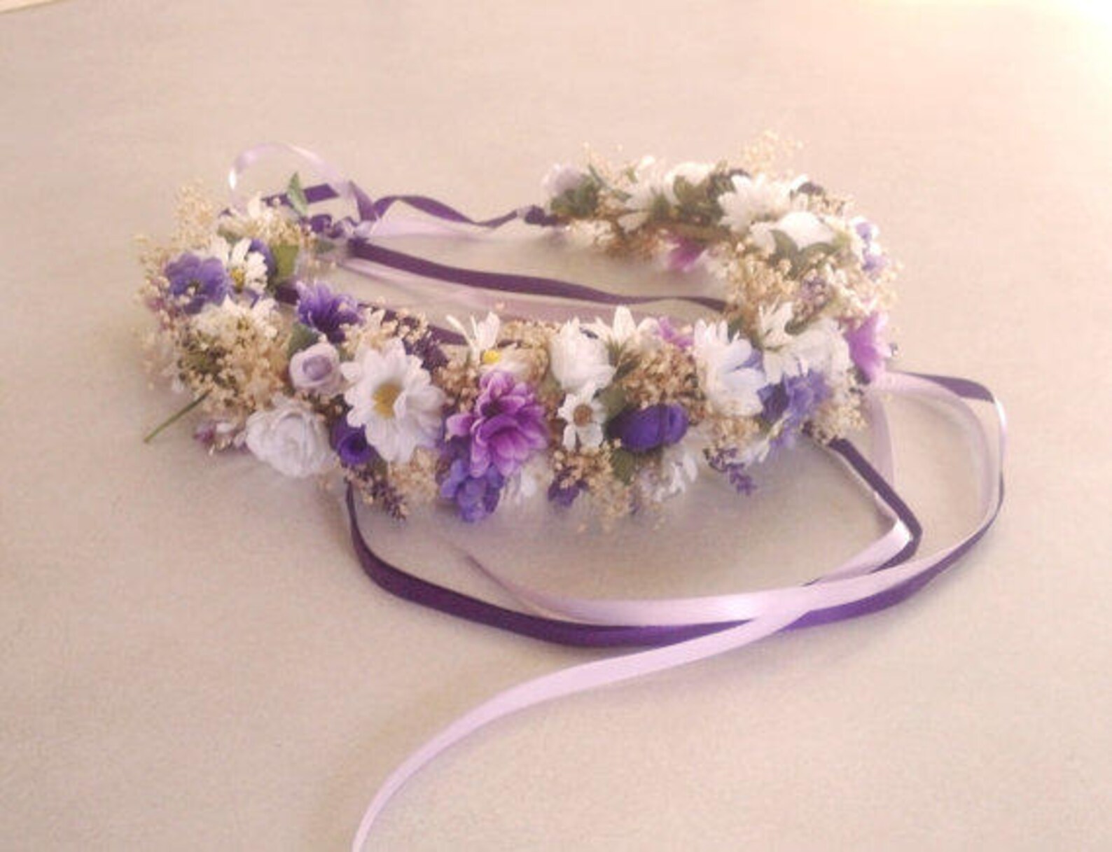 Purple Lavender Dried Flower crown bridal photo prop Floral | Etsy