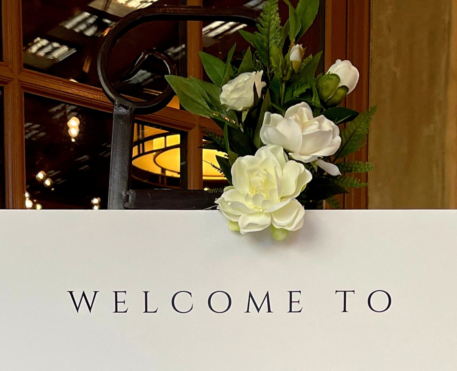 Rehearsal Dinner Wedding Flowers Easel Silk Floral Arrangement Sign ...