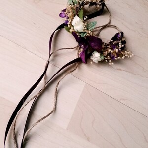 Floral Bracelet Dried Flowers Wristlet Purple Flower Girl Wedding ...