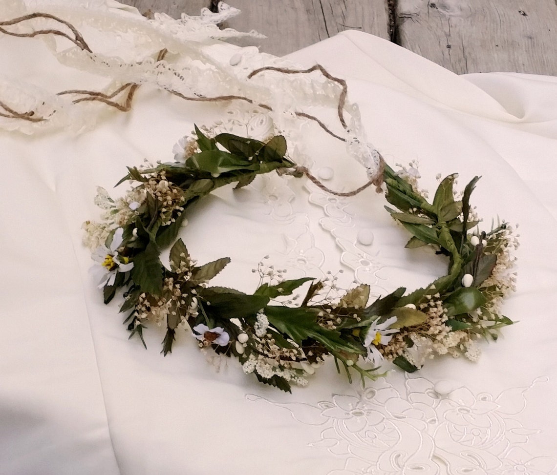 Botanical Greenery Flower Crown Spring Headdress Bridal Flower - Etsy