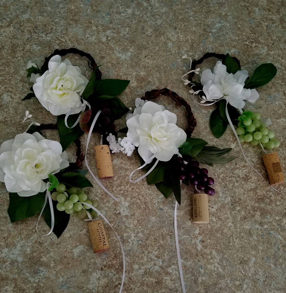 Set of 8 Bridal Shower Wine Bottle Toppers Centerpieces White Magnolia ...