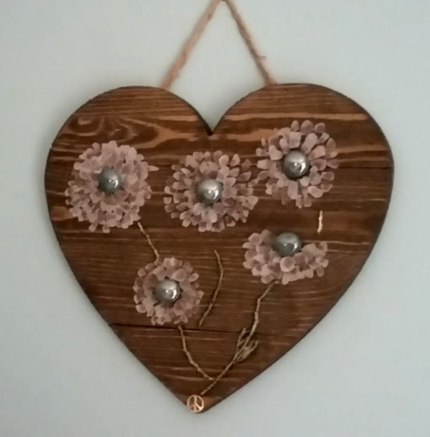 Romantic Engagement gift rustic heart boho home Decor Pebble | Etsy