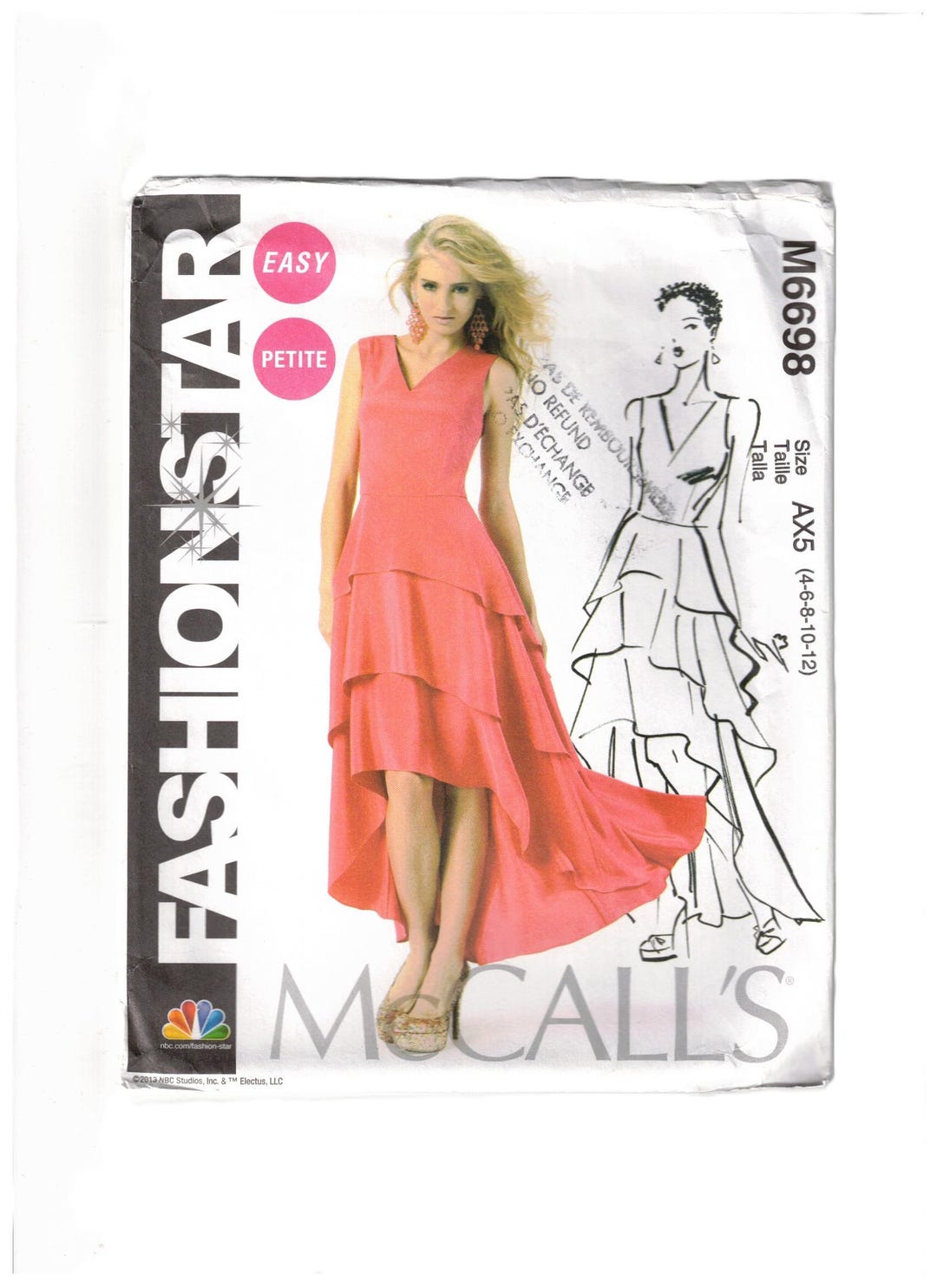 Misses' Flounce Dress Pattern, Size 4-12, Mccall's 6698 - Etsy