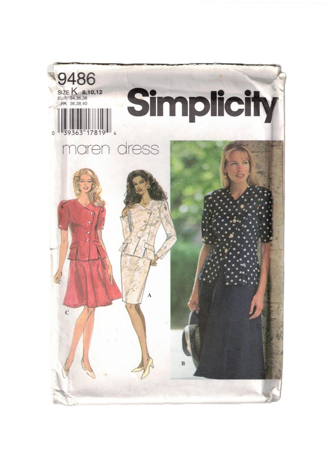 Misses' Two-piece Dress Pattern, Size 8-12 or 14-18, Simplicity 9486 Sewing Pattern - Etsy
