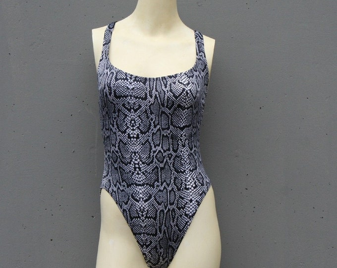 PRETTY PYTHON 80s Snakeskin Swimsuit, S-m - Etsy