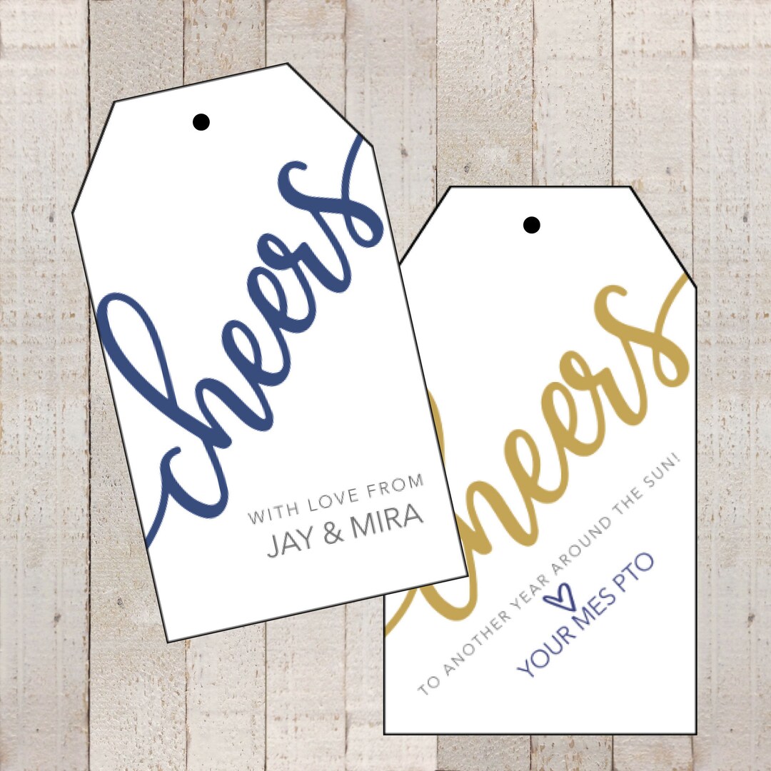 Cheers Gift Tag // Wine Tag // Personalized Tag // Party Favor Tag - Etsy