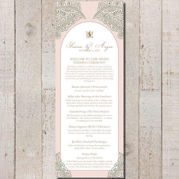 Indian Wedding Program - Etsy