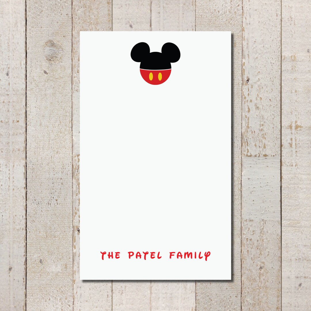 Mickey Notepad | Mickey Mouse Stationery | Personalized Mickey ...