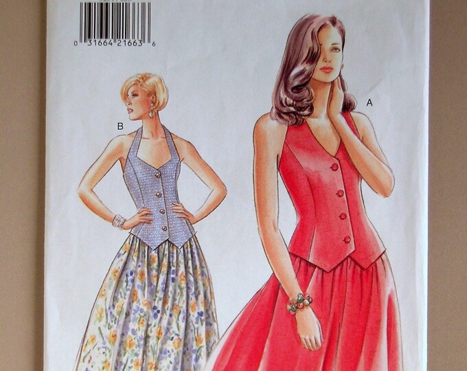 Vogue 9254, Misses' Halter Top and Full Skirts Pattern, Sizes 8, 10 ...