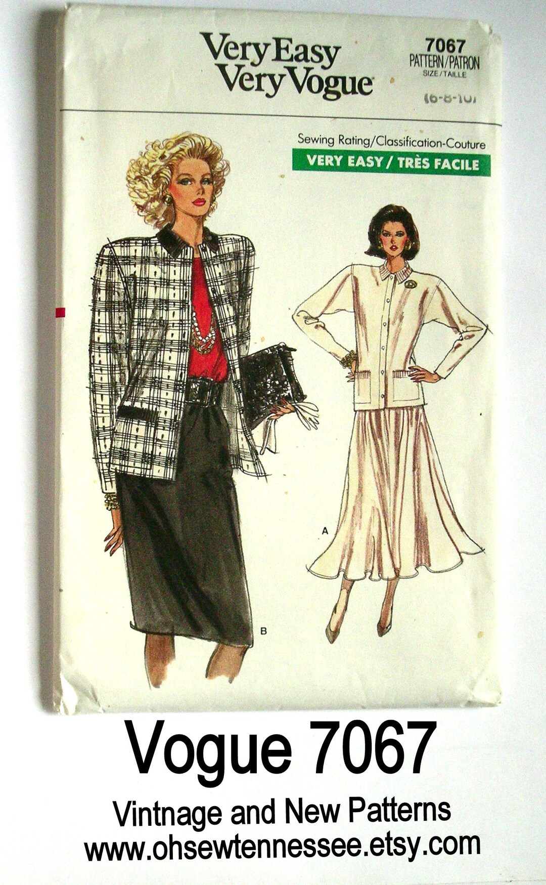 Vogue 7067: Ladies' Suit Pattern With Slim and Flared Skirt as Well as ...