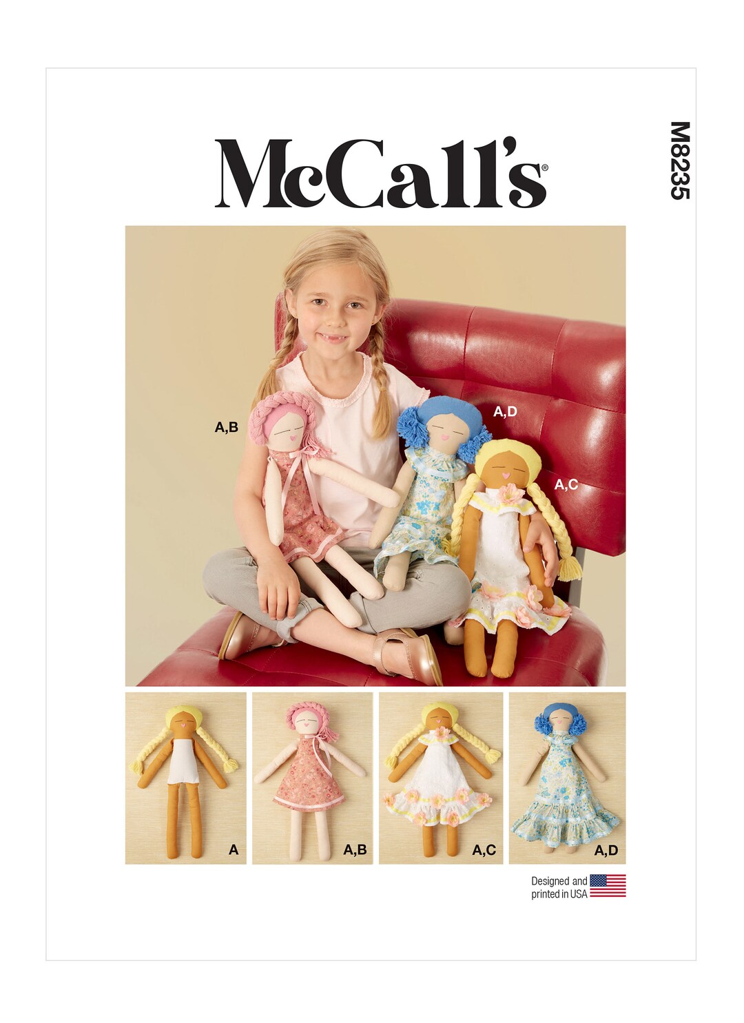 Mccalls 8235, Soft-stuffed Doll With Three Different Dresses Pattern ...