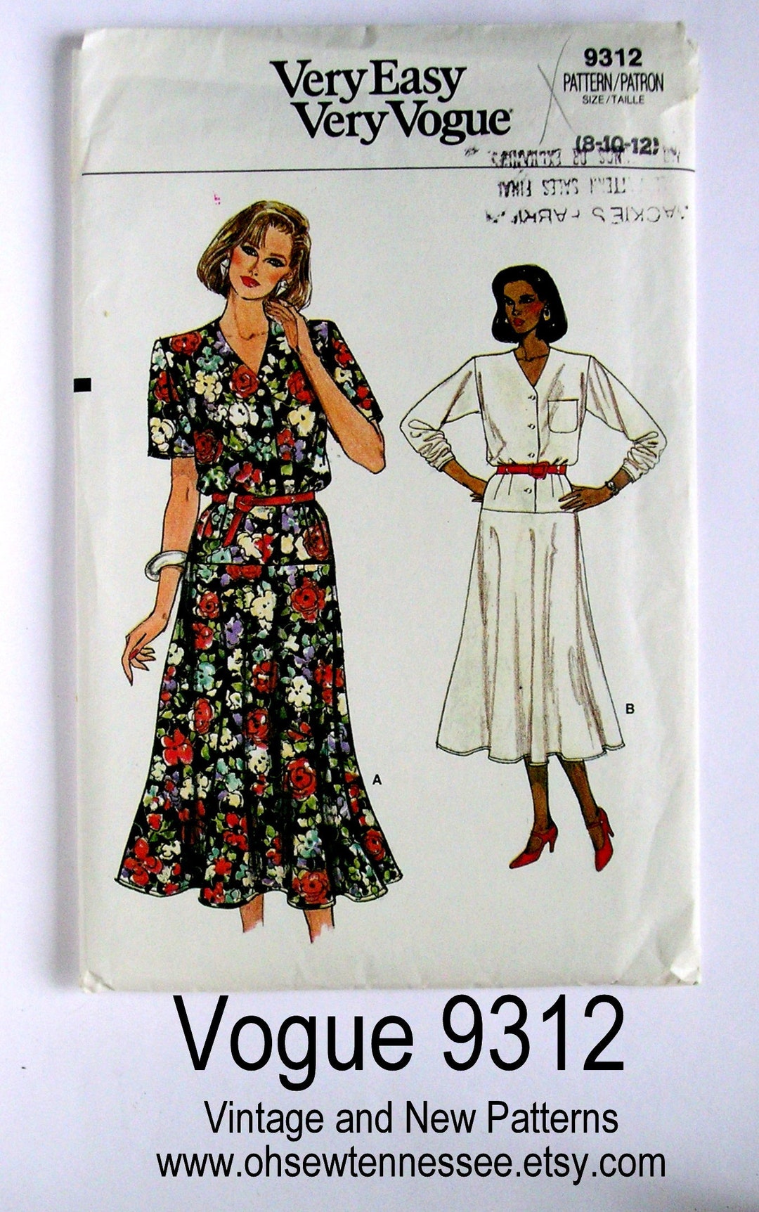Vogue 9312 Makes a Misses' Slimming Drop Waist Dress With Long or Short ...