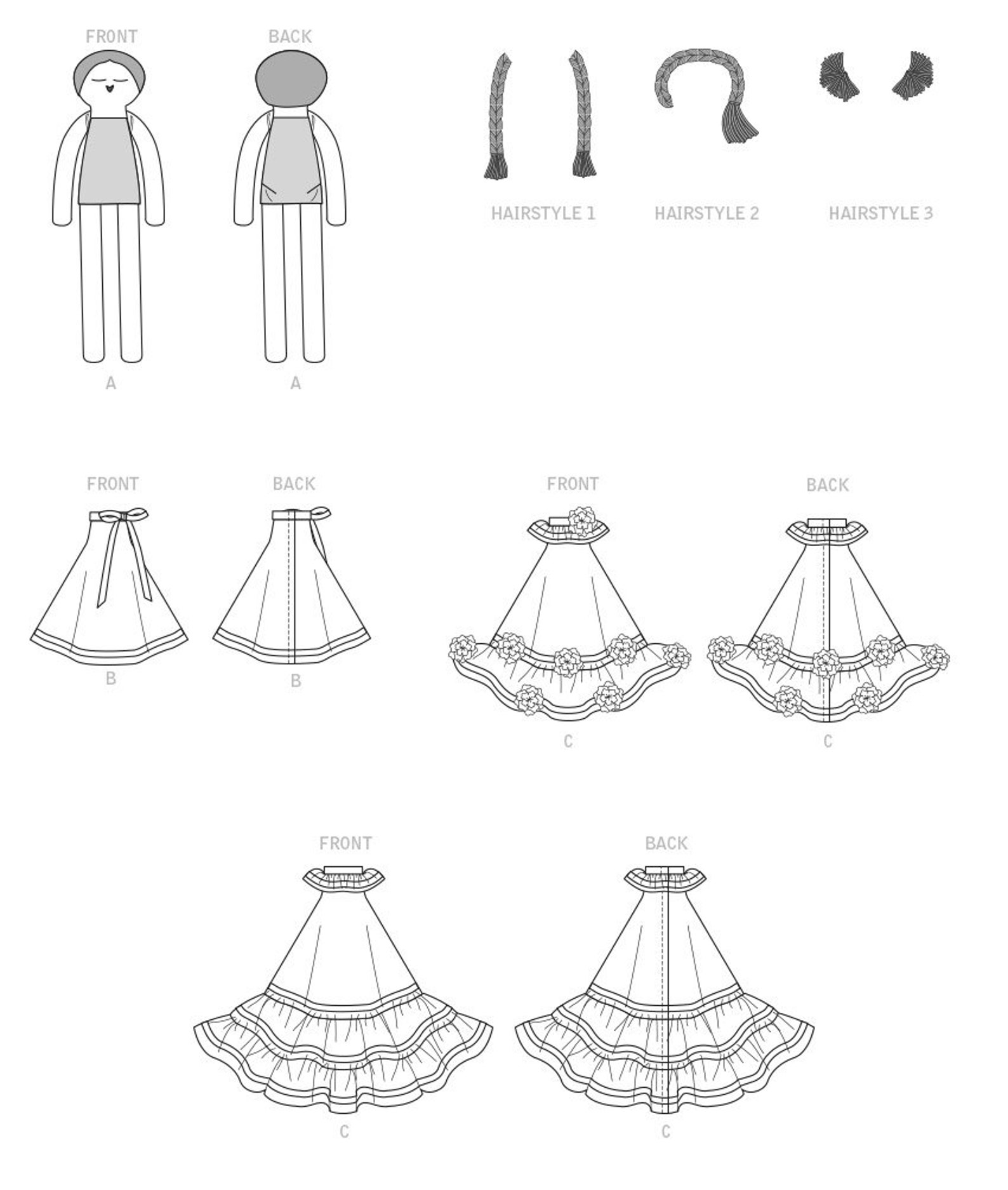 Mccalls 8235, Soft-stuffed Doll With Three Different Dresses Pattern ...