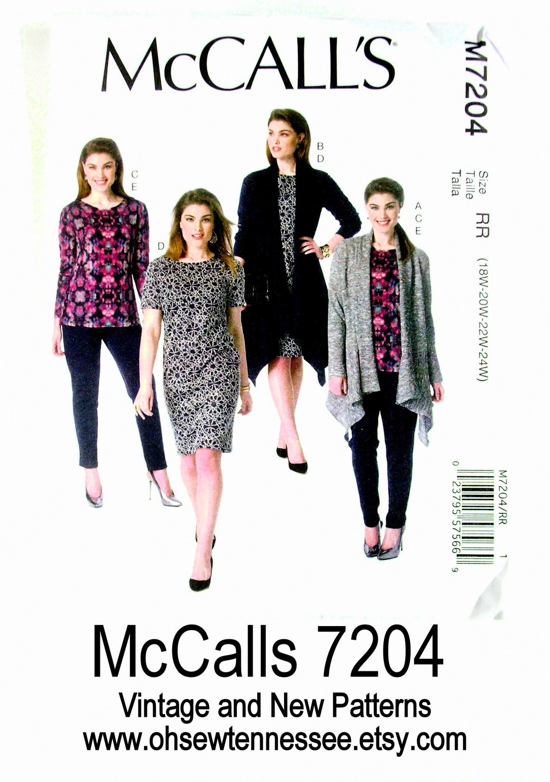 Mccalls 7204, Plus Size Wardrobe for Women, Sizes 18W, 20W, 22W, and ...