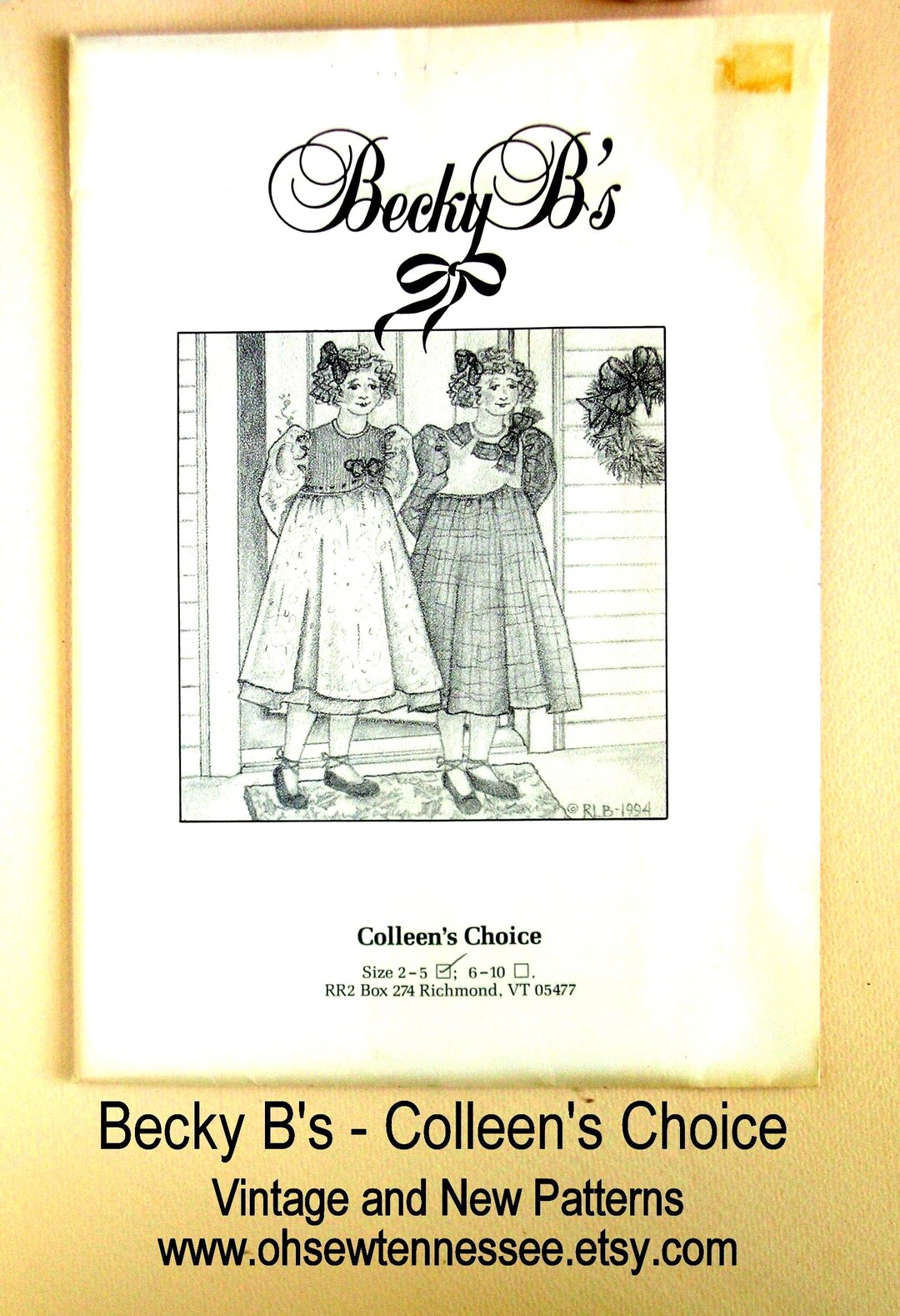 Becky B's "colleen's Choice," Heirloom Dress Pattern for Girls, Size 2 ...