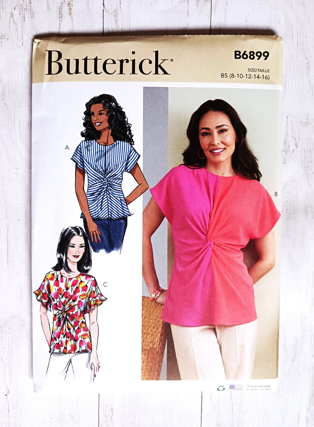 Butterick 6899, Misses' New Summer Blouse Pattern, Sizes 8, 10, 12, 14 ...