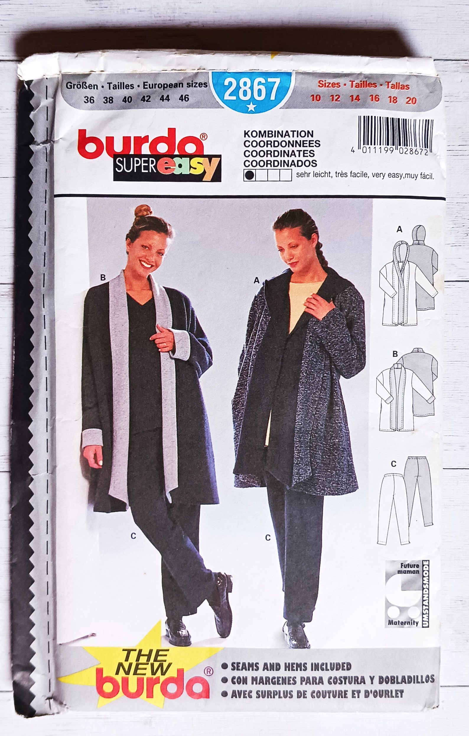 Burda 2867, Misses Jacket and Pants Pattern, Sizes 10, 12, 14, 16, 18 ...