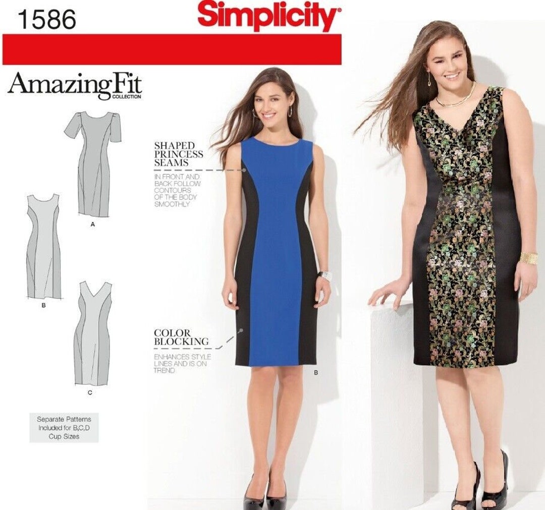Simplicity 1586 Plus Size Dress Pattern Ultra Slimming Princess Seaming ...
