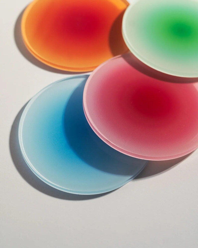 Acrylic Ombre Coasters – Colorful Gradient Drink Coaster Set, Modern ...