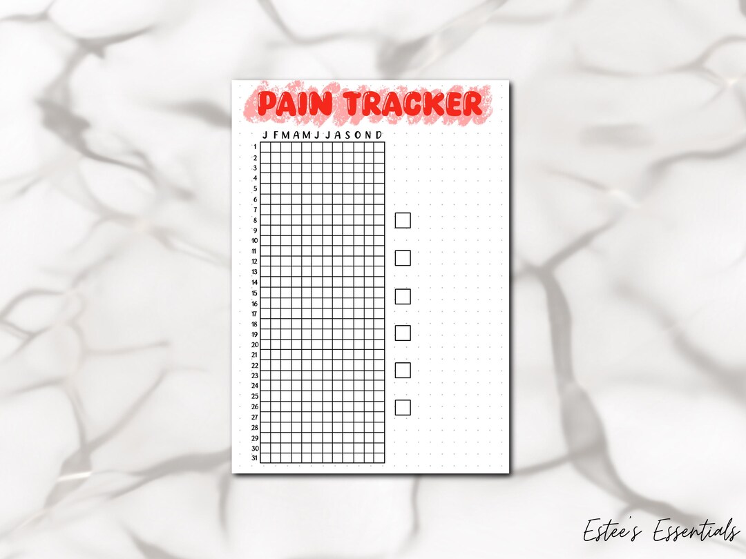 Pain Tracker Printable PDF File Yearly Tracker Track Pain Bullet ...