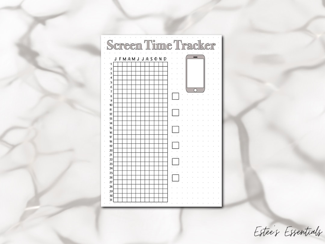 Screen Time Tracker Printable PDF File Yearly Tracker Screen Time ...