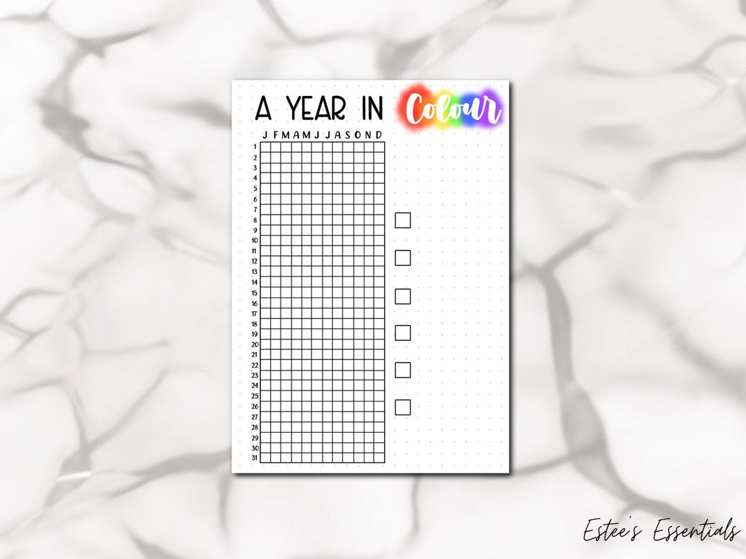 A Year in Colour Tracker Printable PDF File Yearly Tracker A Year in ...