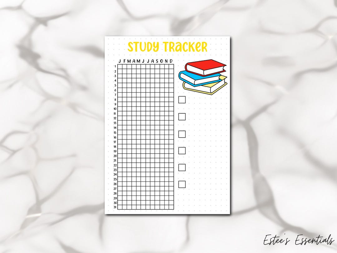Study Tracker Printable PDF File Yearly Tracker Track Study Bullet ...