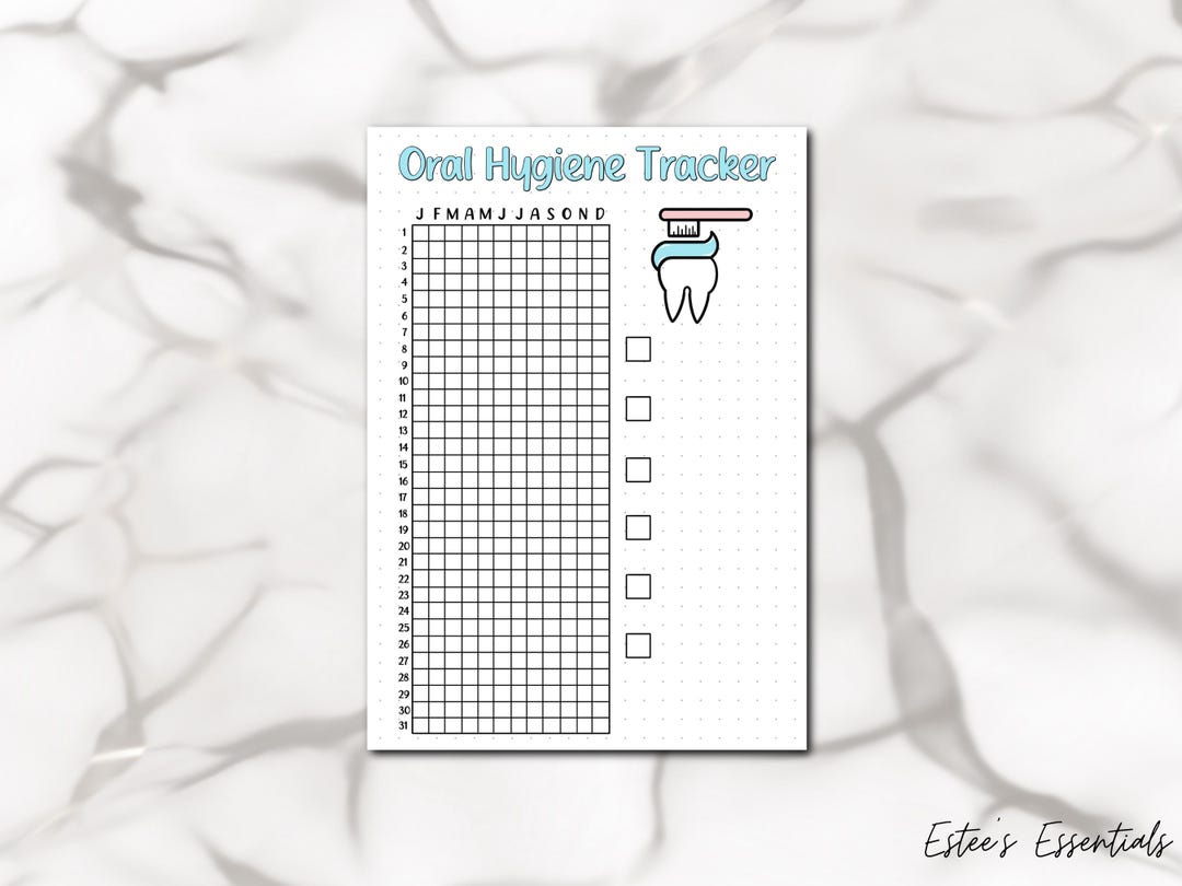 Oral Hygiene Tracker Printable PDF File Yearly Tracker Oral Tracker ...