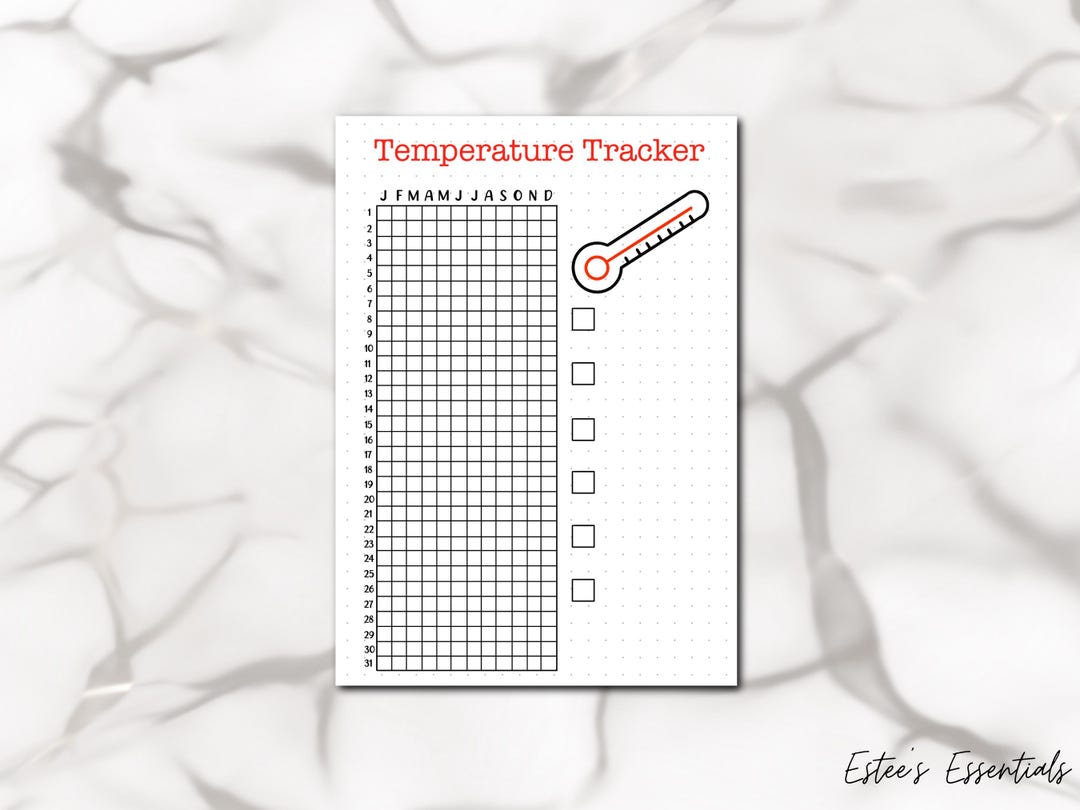 Temperature Yearly Tracker Printable PDF File Yearly Tracker Temperature Tracker Track ...