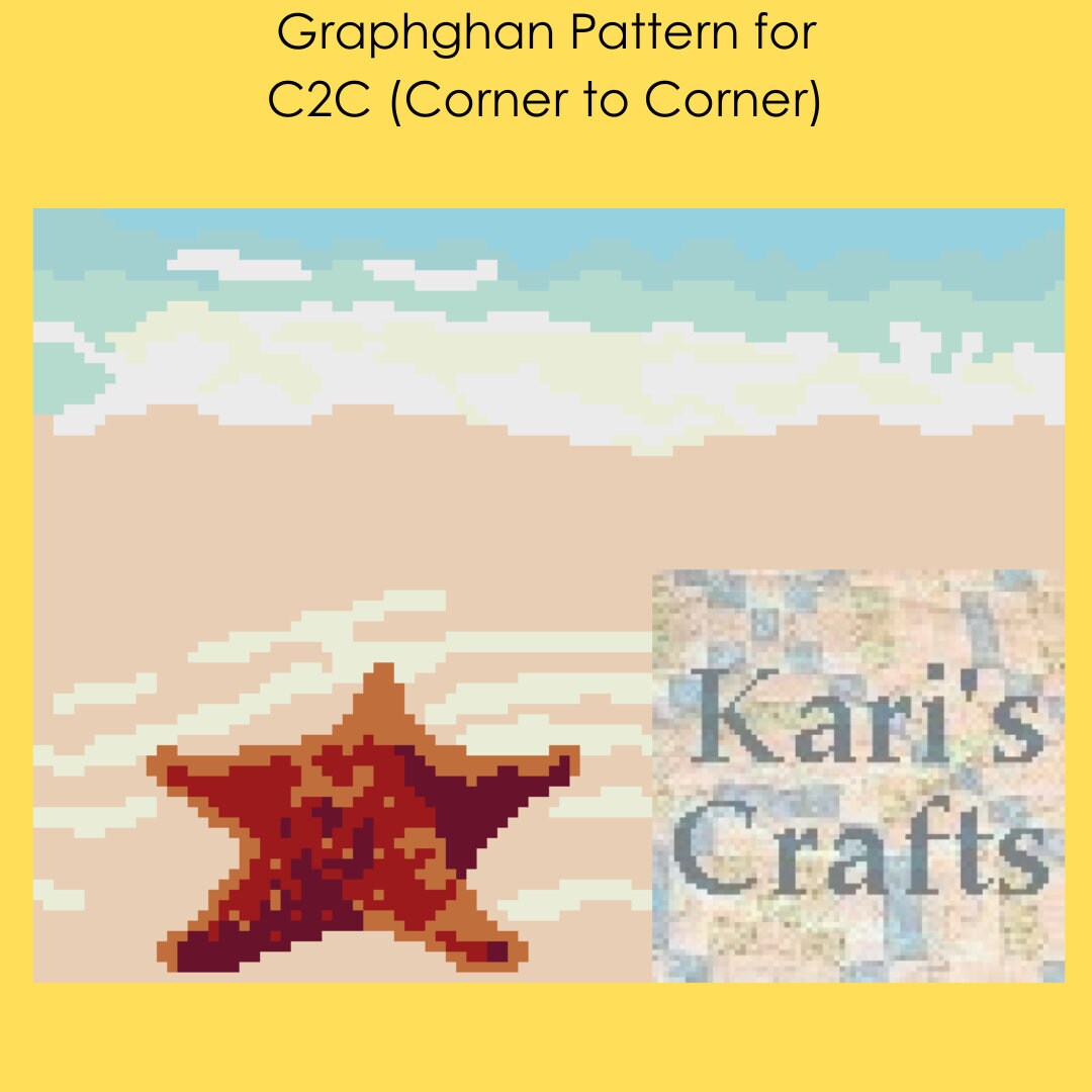 Starfish on the Beach C2C Crochet Afghan Blanket Pattern: Graph ...