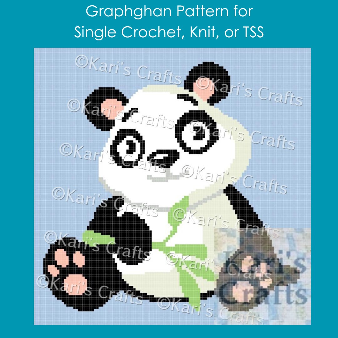 Baby Panda With Bamboo Afghan Blanket PDF Pattern for Single Crochet ...