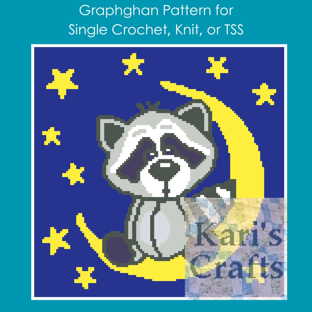 Bedtime Baby Raccoon Baby Blanket Pattern: Single Crochet, Knit or TSS ...