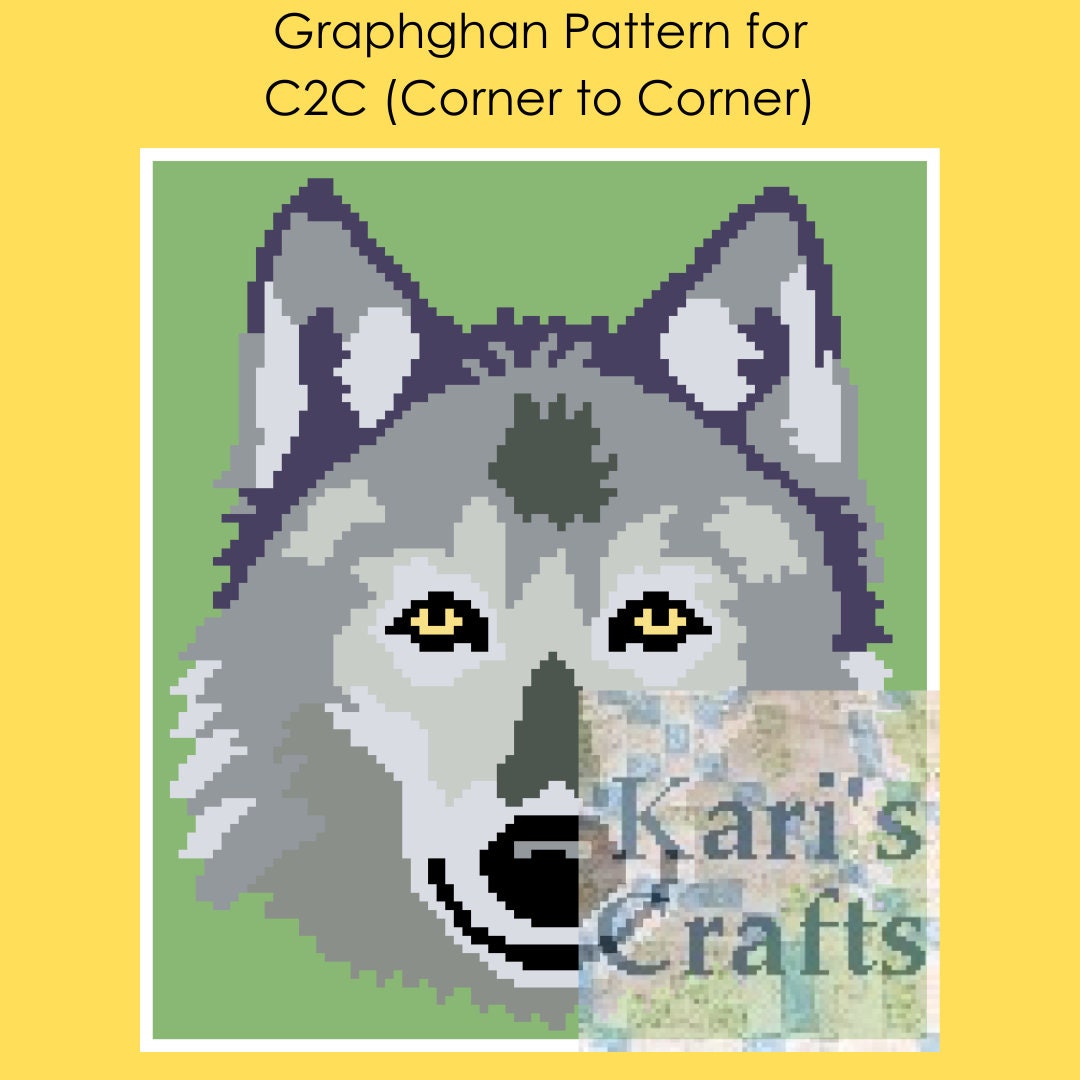 Wolf Head Afghan Throw Blanket PDF Pattern for C2C Corner to Corner ...