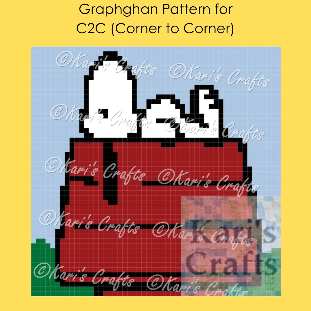 Snoopy on Doghouse C2C Crochet Afghan Pattern: Graph & Written ...