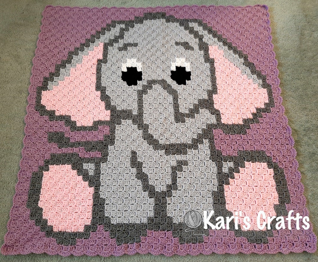 Hand Crocheted Baby Elephant Baby, Toddler or Lap Graphghan Afghan ...
