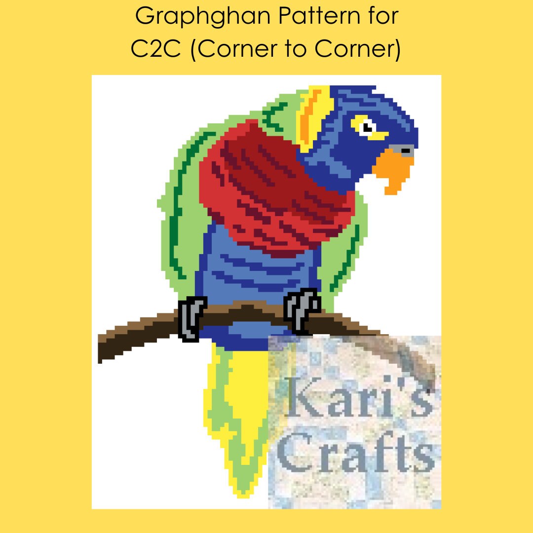 Parrot on a Branch C2C Corner to Corner Afghan Throw Blanket PDF ...