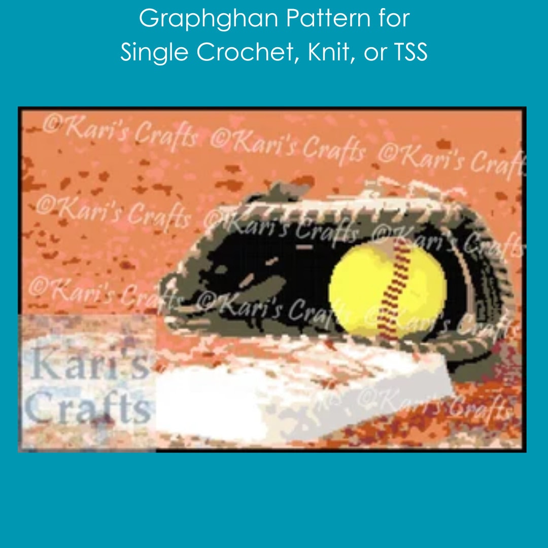 Softball in Glove Afghan PDF Pattern for Single Crochet, Knit or Tss ...