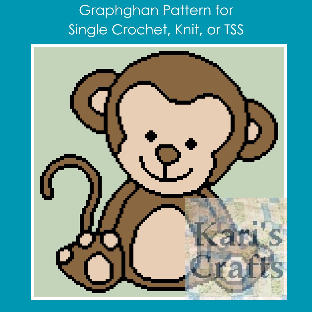 Baby Monkey Afghan Pattern: Single Crochet, Knit or TSS (digital ...