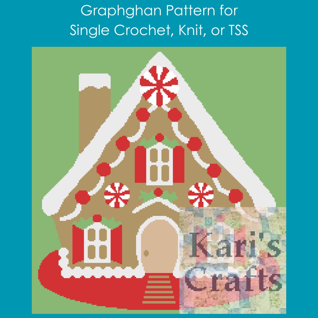 Gingerbread House Afghan Throw Blanket PDF Pattern for Single Crochet ...