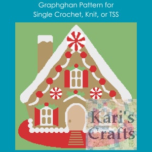 Gingerbread House Afghan Throw Blanket PDF Pattern for Single Crochet ...