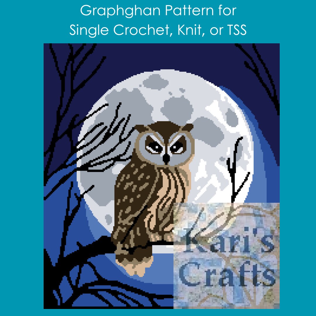 Owl in the Moonlight Afghan Pattern: Single Crochet, Knit or TSS ...