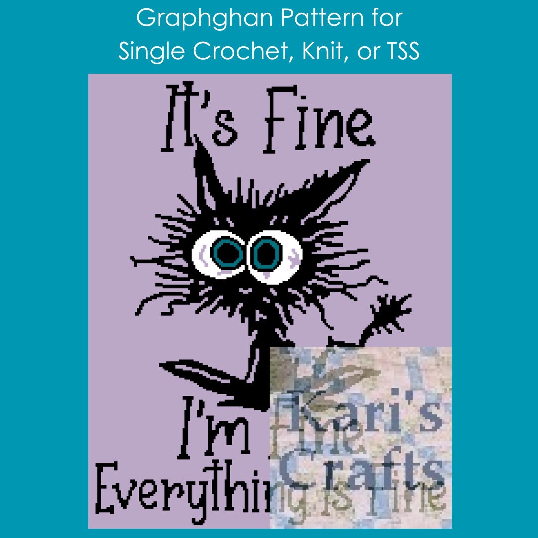 It's Fine Frazzled Cat Afghan Pattern: Single Crochet, Knit or TSS ...