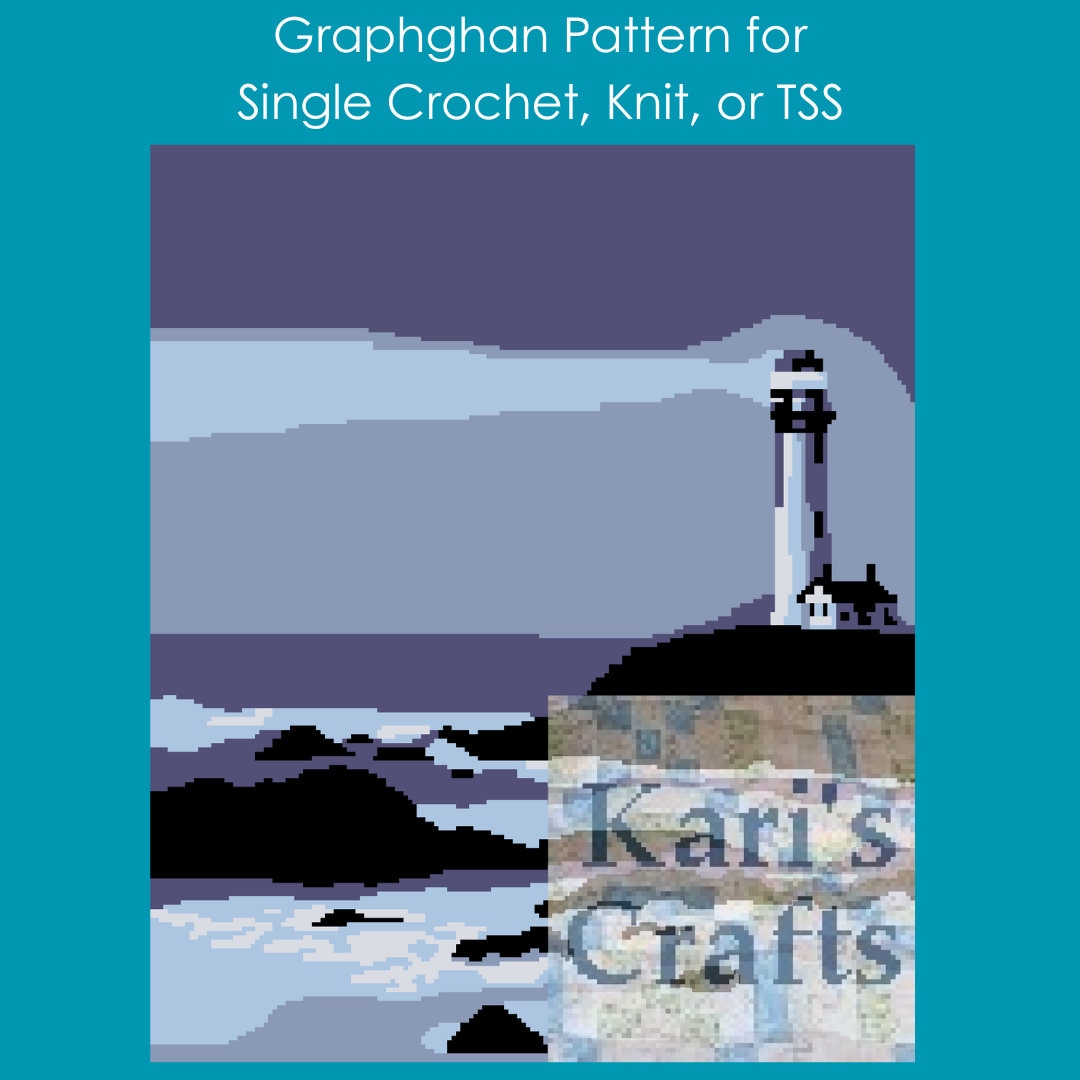 Lighthouse on a Rocky Seashore V2 Afghan PDF Pattern for Single Crochet ...