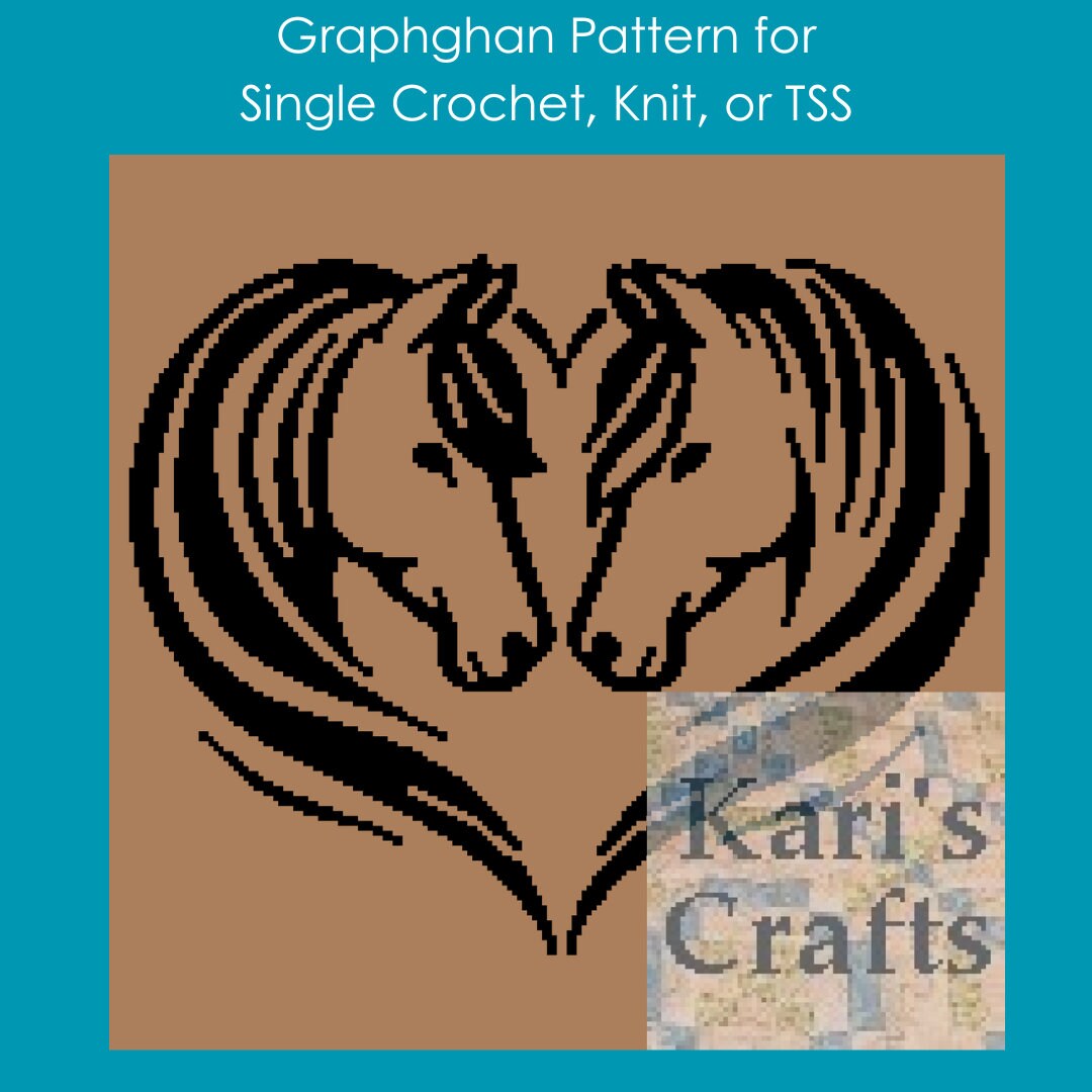 Horse Love Afghan Pattern: Single Crochet, Knit or TSS (digital ...