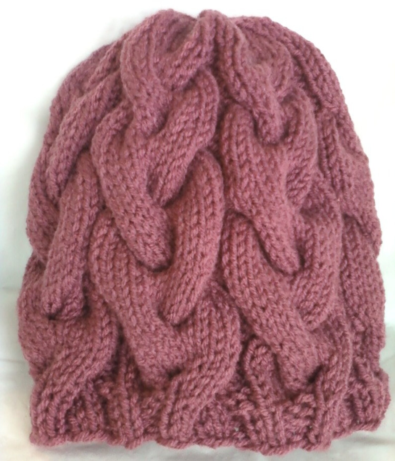 Slouchy Braided Cable Knit Hat - Country Rose - Etsy