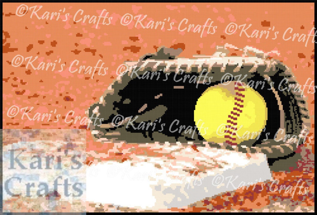 Softball in Glove Afghan PDF Pattern for Single Crochet, Knit or Tss ...